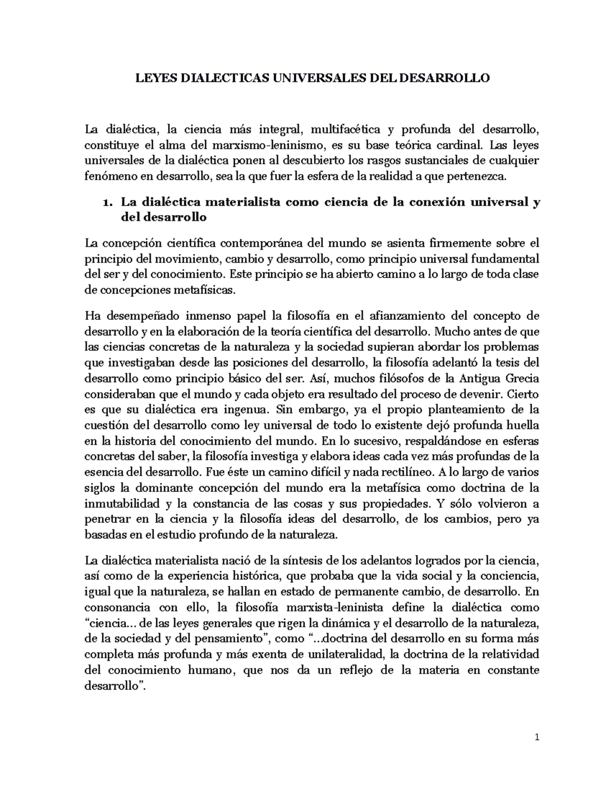 Doc. enviados, clases virtuales - LEYES DIALECTICAS UNIVERSALES DEL ...