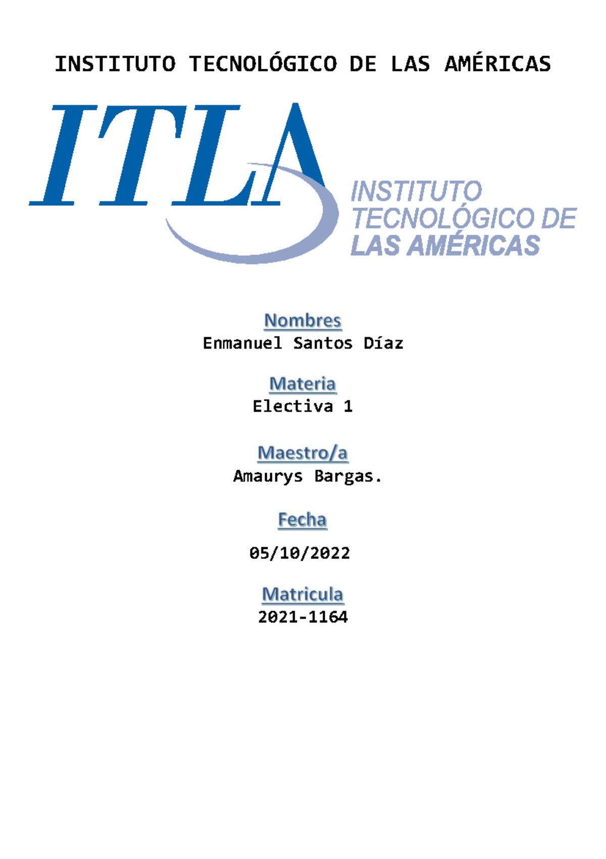 Networking-TI - tarea de electiva 1 - INSTITUTO TECNOL”GICO DE LAS AM ...