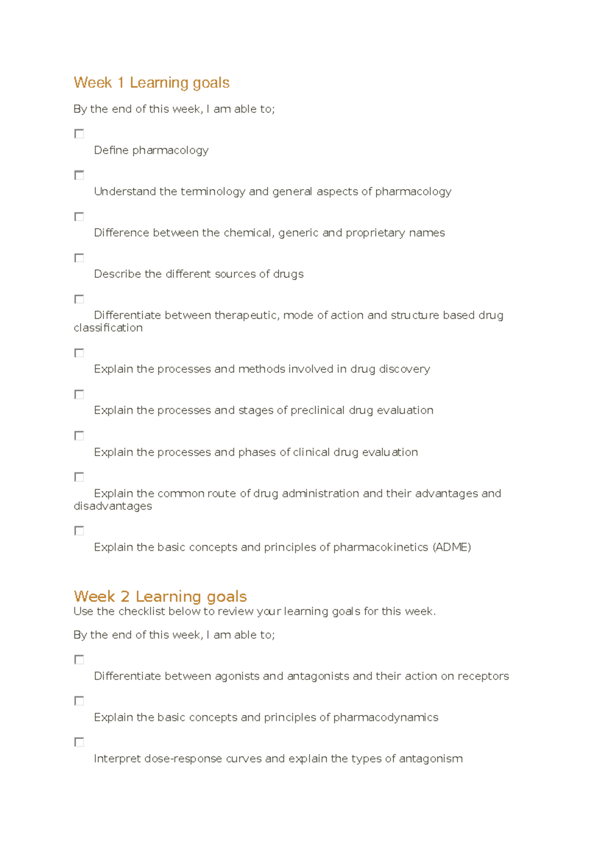 Week 1 Learning goals - Week 1 Learning goals By the end of this week ...
