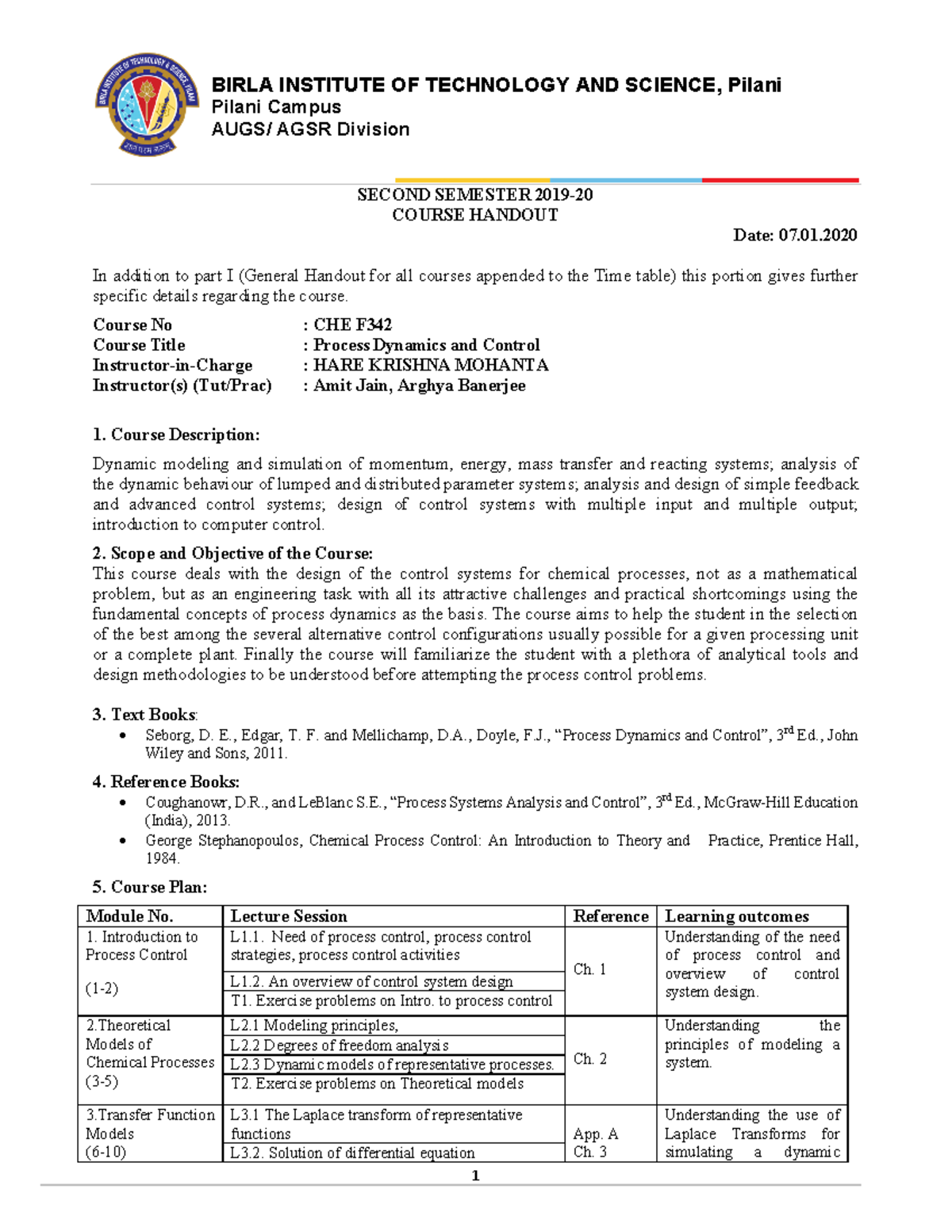 PDC - course hanndout - Warning: TT: undefined function: 32 BIRLA INSTITUTE OF TECHNOLOGY AND ...