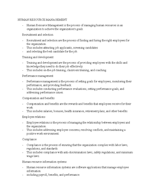 Human Resource Management Notes 2 - HUMAN RESOURCE MANAGEMENT ...