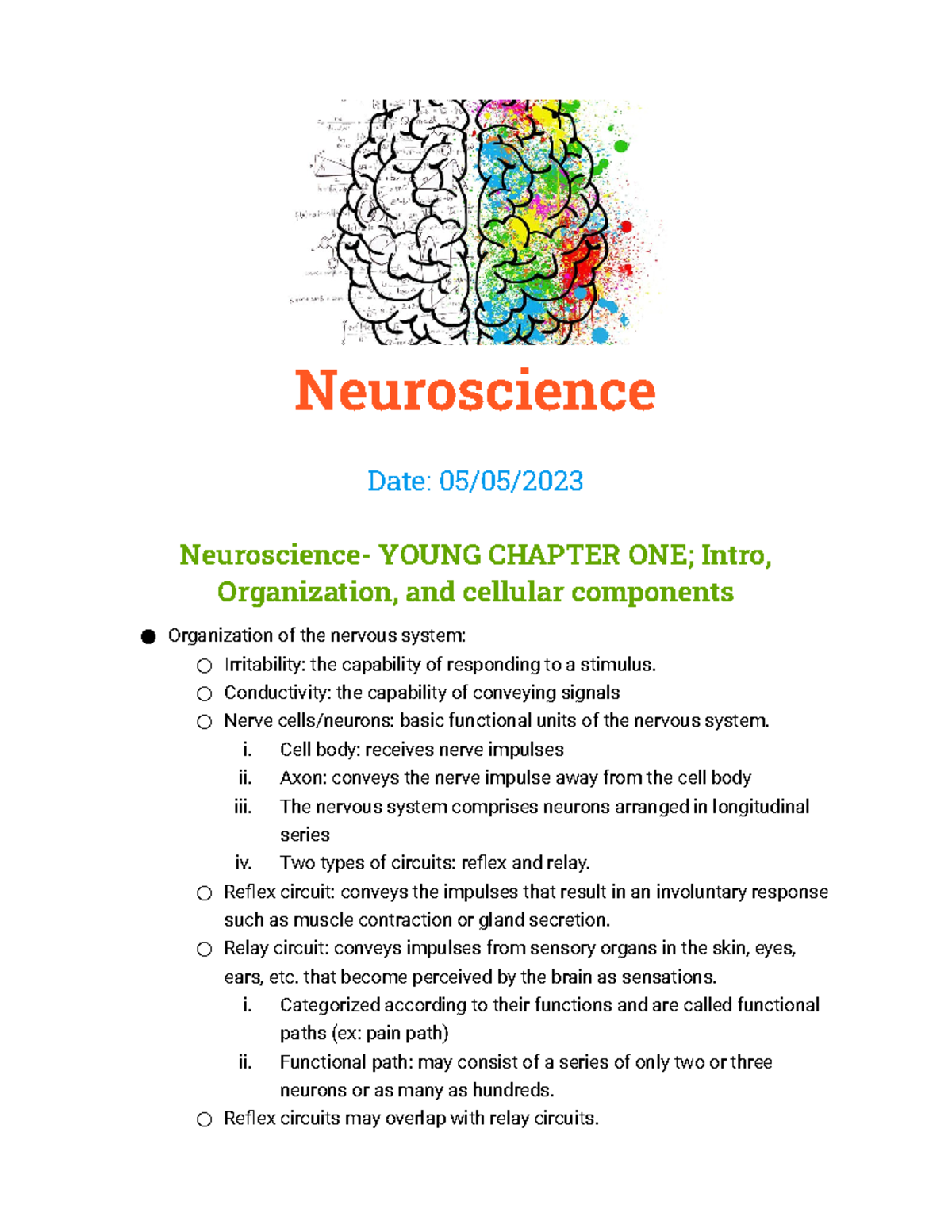 Young CH. 1- Neuro - Neuroscience Date: 05/05/ Neuroscience- YOUNG ...