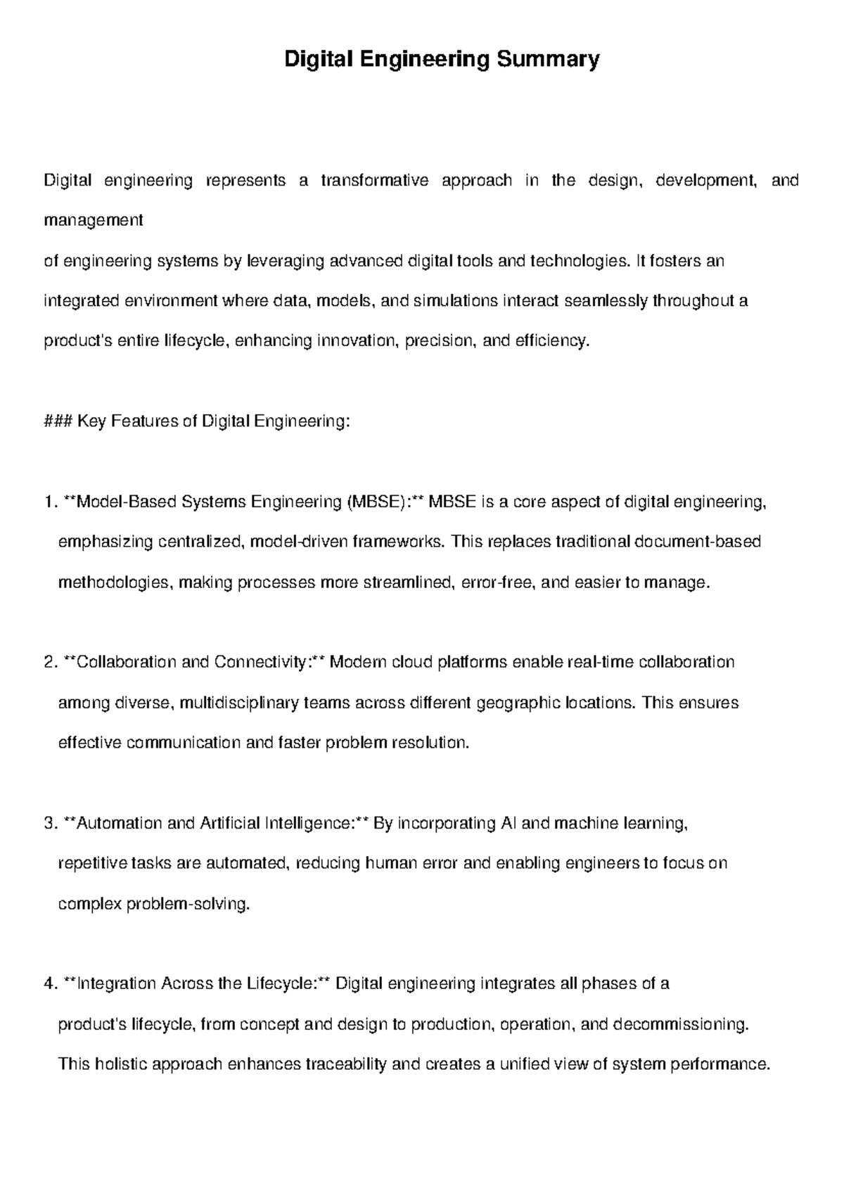 Digital Engineering Summary - Digital Engineering Summary Digital ...
