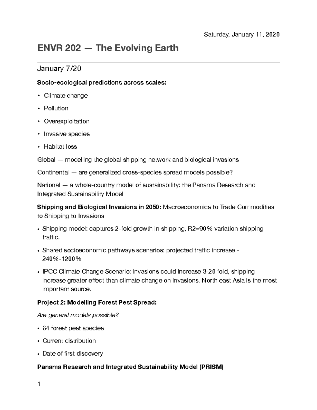 ENVR 202 - Lecture notes from envr 202 - ENVR 202 — The Evolving Earth ...