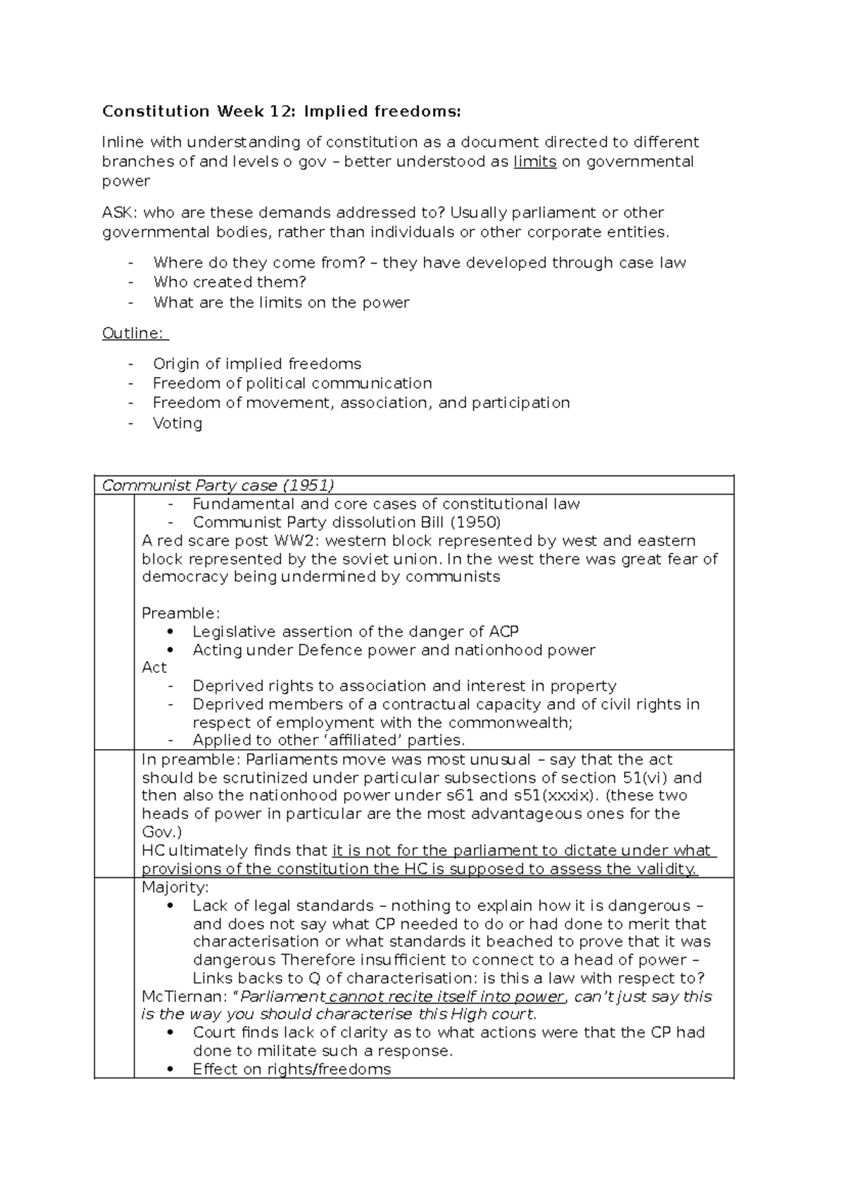 Constitution Week 12 - week 12 summary of notes - Constitution Week 12 ...