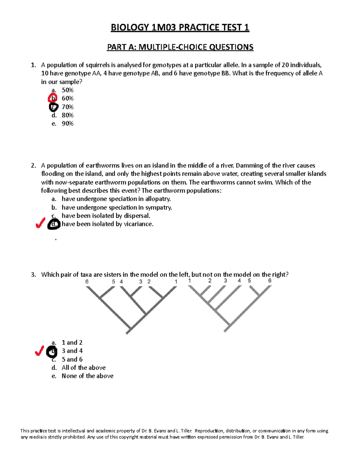 Bio1M03 Practice Test 1 F2022 - BIOLOGY 1M03 PRACTICE TEST 1 PART A ...