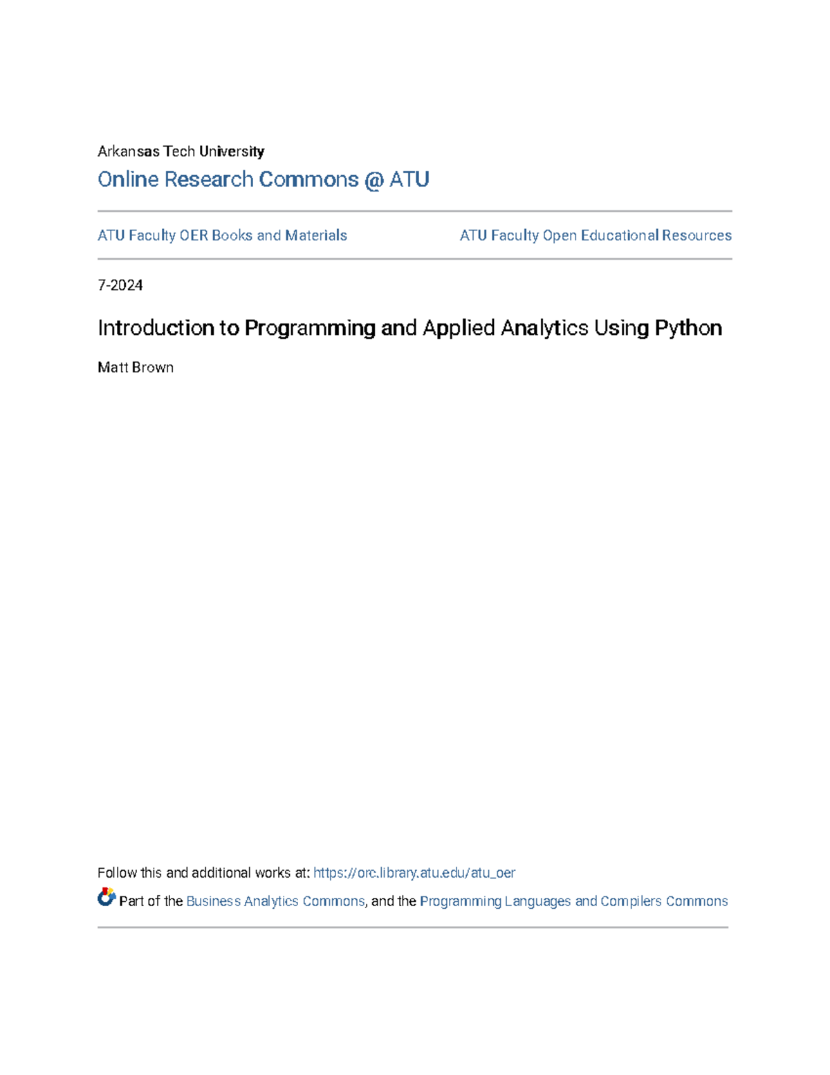 Introduction To Programming And Applied Analytics Using Python