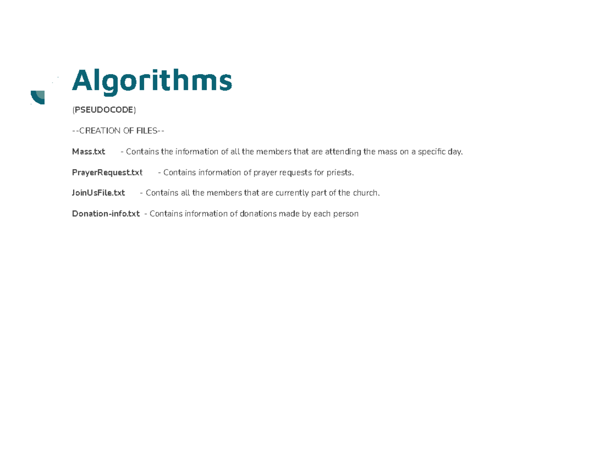 Website Algorithms - examples - Algorithms ( PSEUDOCODE ) -CREATION OF ...