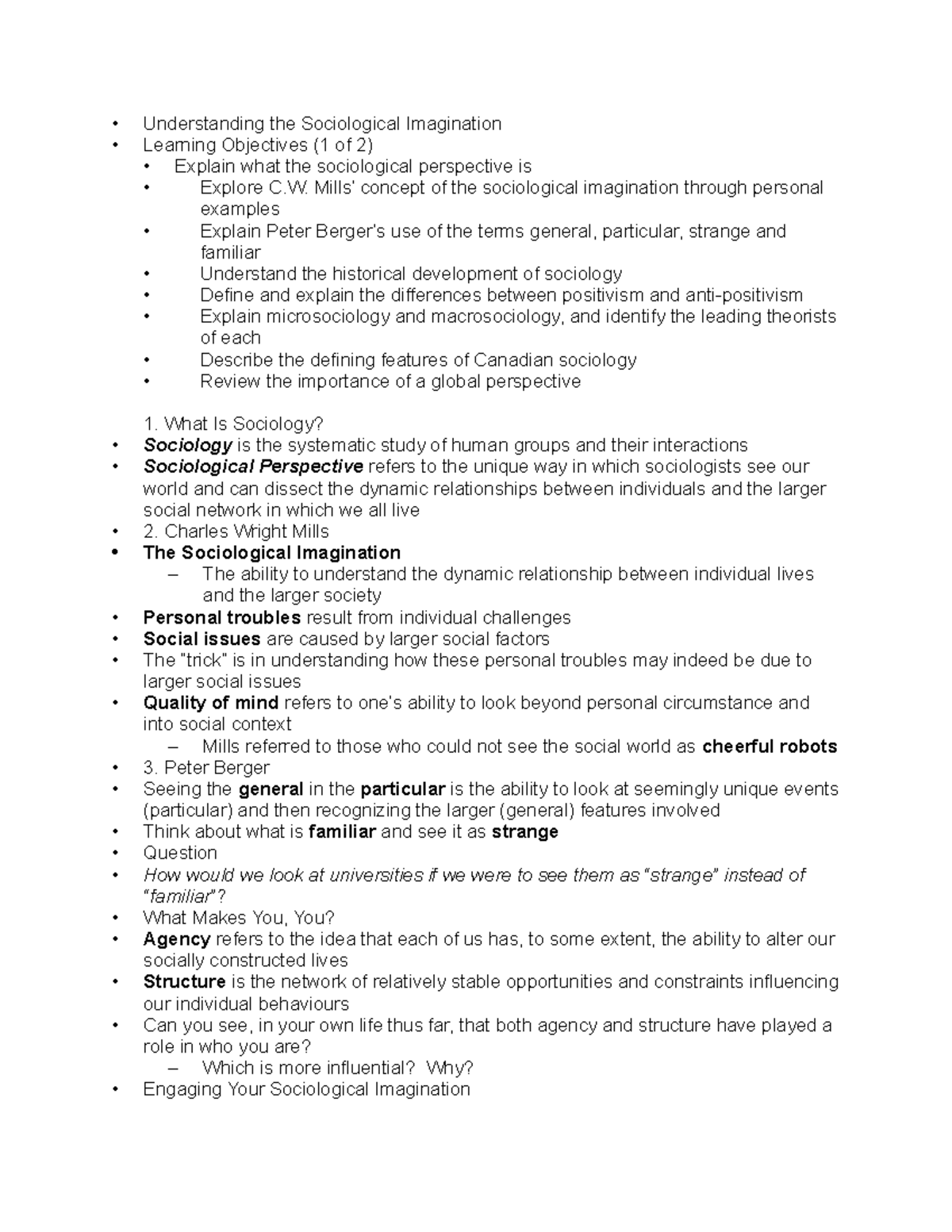Chapter 1 - Understanding the Sociological Imagination Learning ...