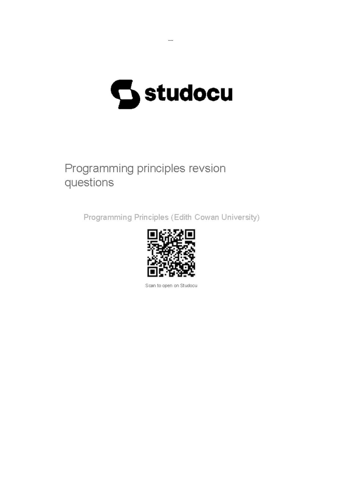 Programming-principles-revsion-questions - Programming principles revsion questions Programming ...