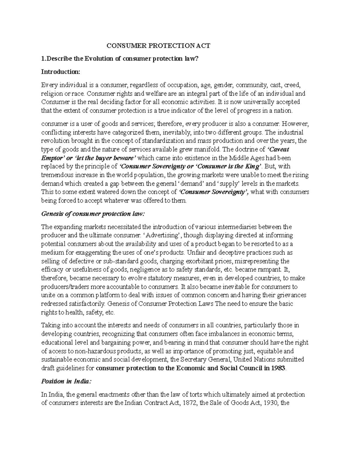 Consumer Protection ACT - CONSUMER PROTECTION ACT 1 the Evolution of ...