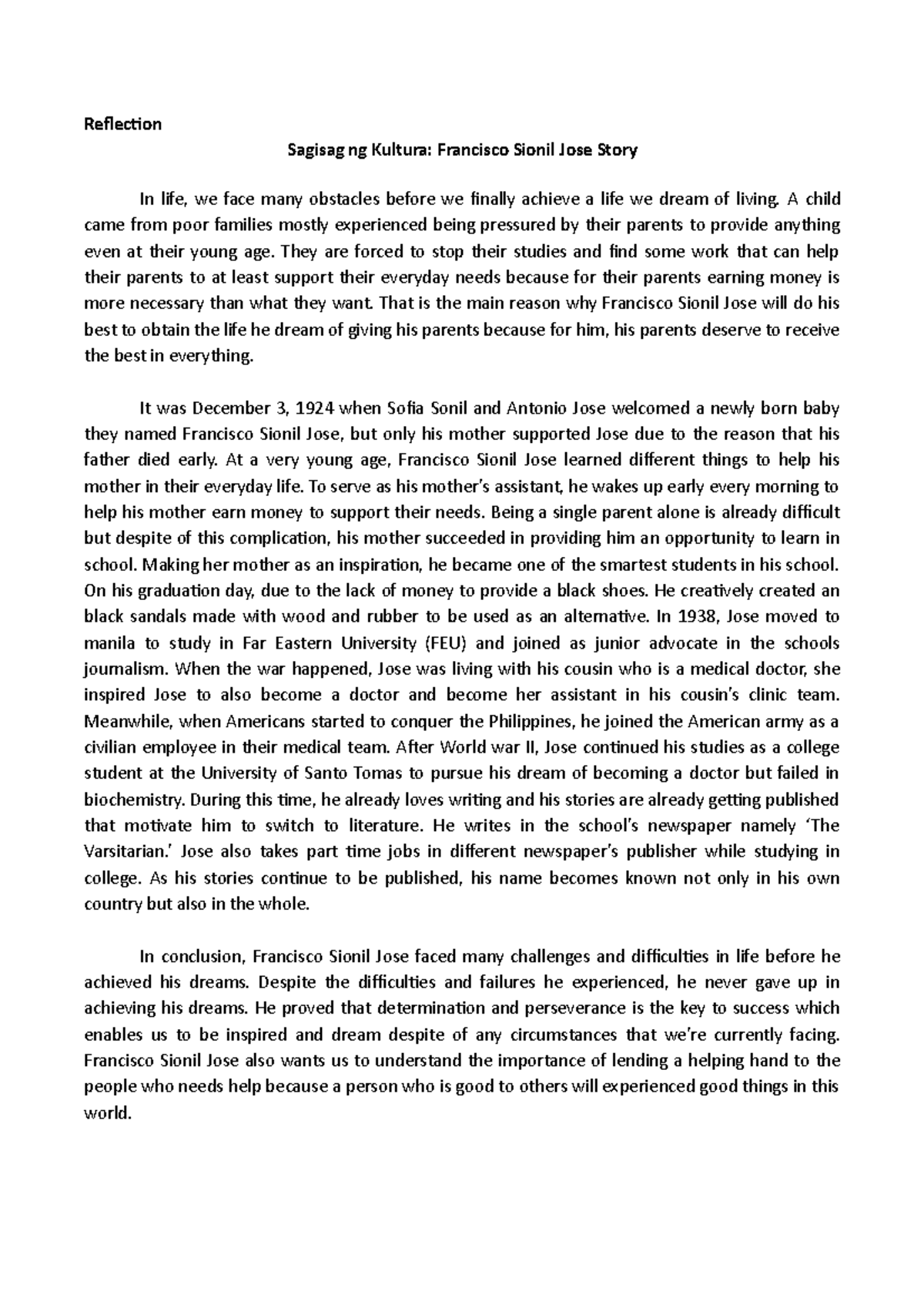 Reflection and Poem - This is a high quality essay with good, high and ...