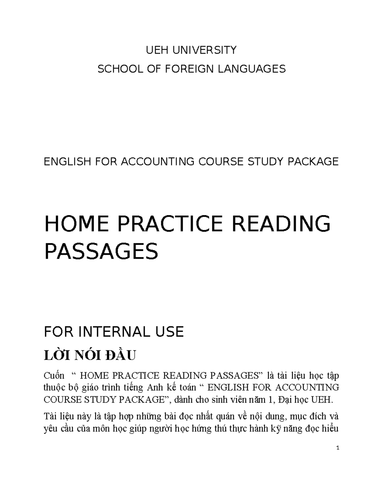1. Selected ESP reading passages by teacher in charge - HP1 - UEH ...
