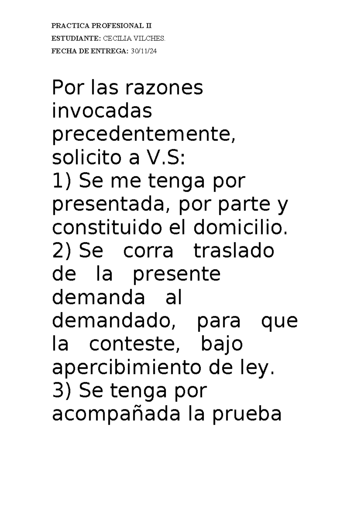 Practica Profesional II Actividad PPC P1 - ESTUDIANTE: CECILIA VILCHES. FECHA DE ENTREGA: 30/11 ...