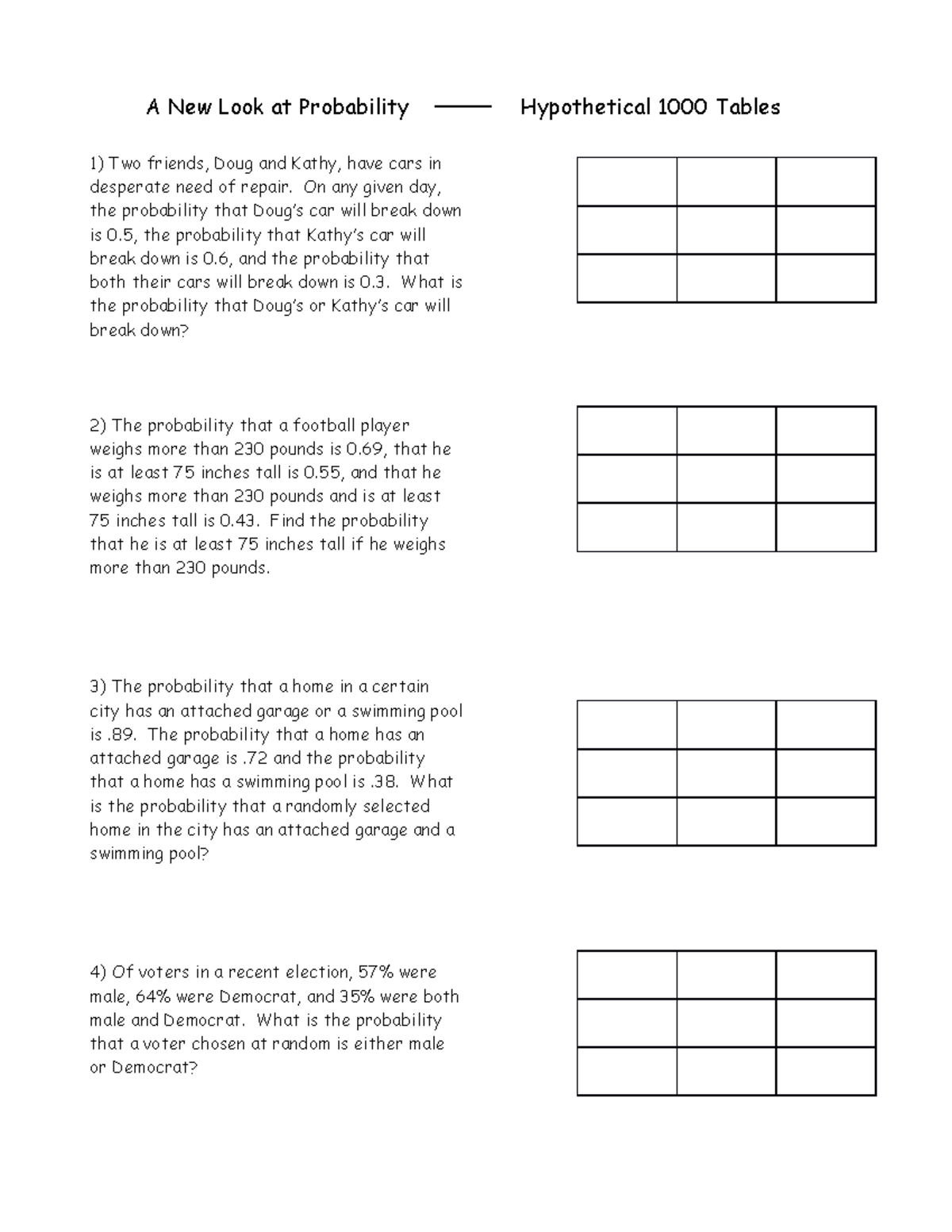 Probability Review (New) - A New Look at Probability Two friends, Doug ...