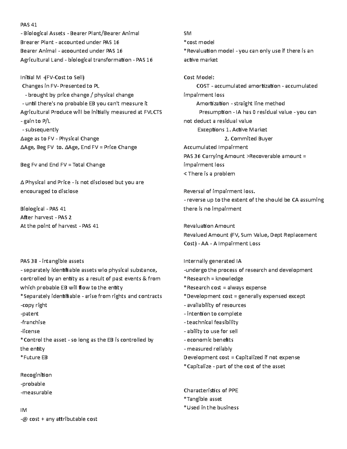 PAS 41 Conceptual Framework - PAS 41 Biological Assets - Bearer Plant ...