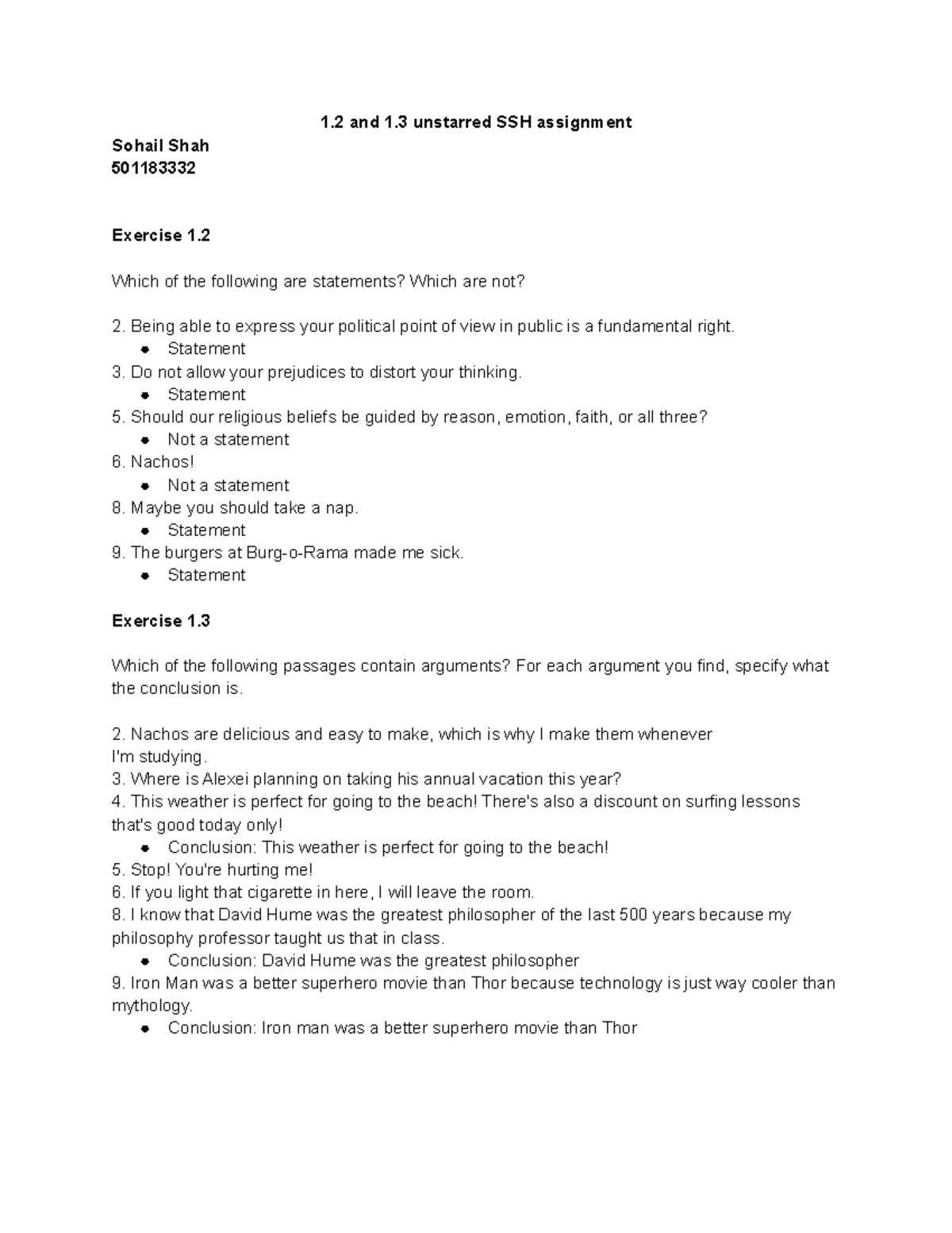 1.2 and 1.3 SSH assignment - 1 and 1 unstarred SSH assignment Sohail ...
