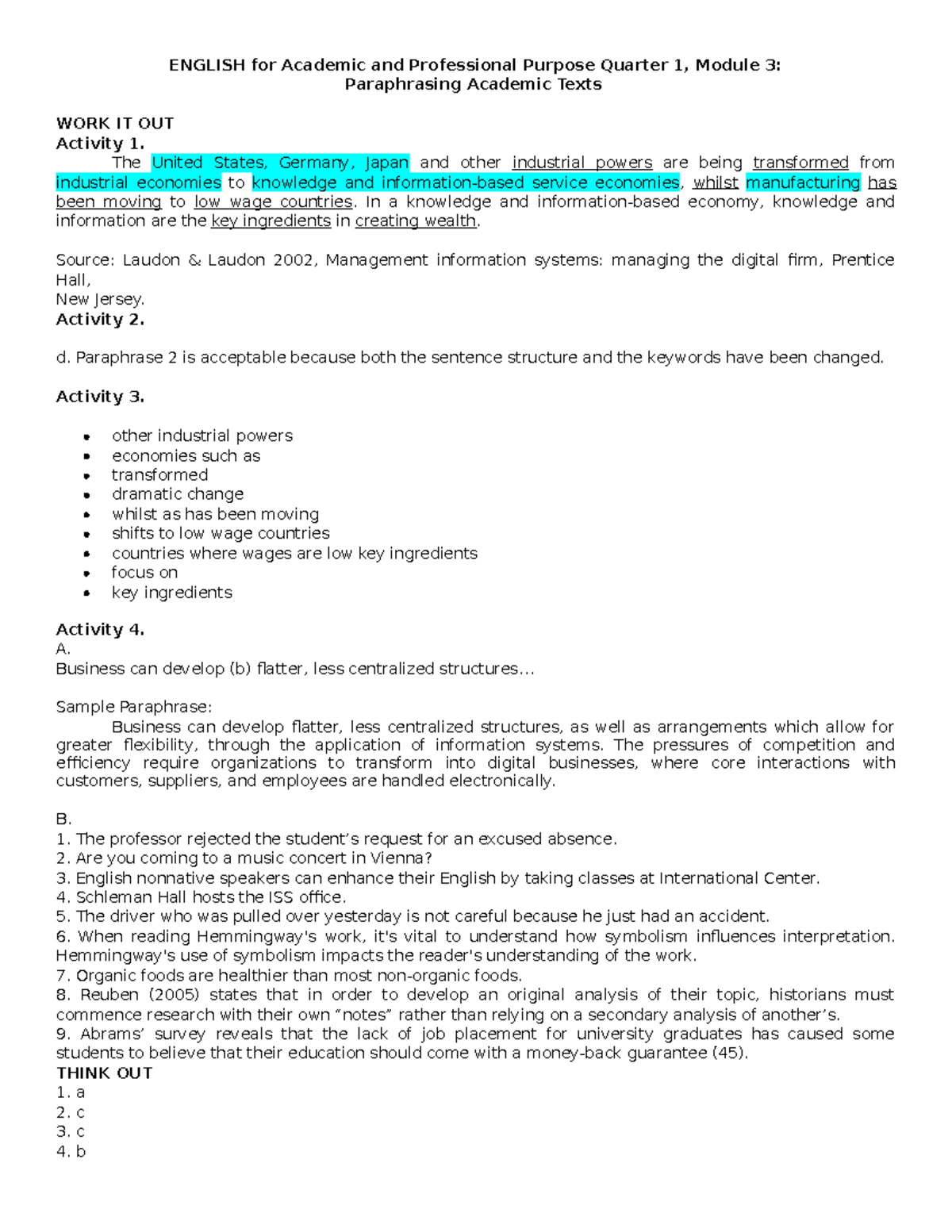 WEEK 2A (EAPP) - Assignments for eapp for high school learners - ENGLISH for Academic and - Studocu