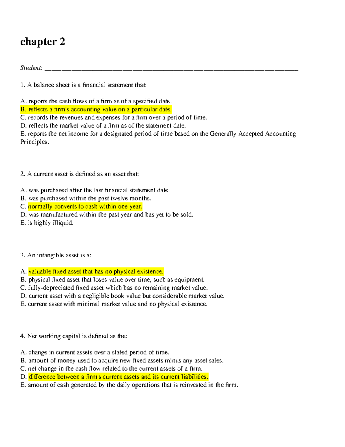 Chapter 2 - multiple choice - chapter 2 _Student: - Studocu