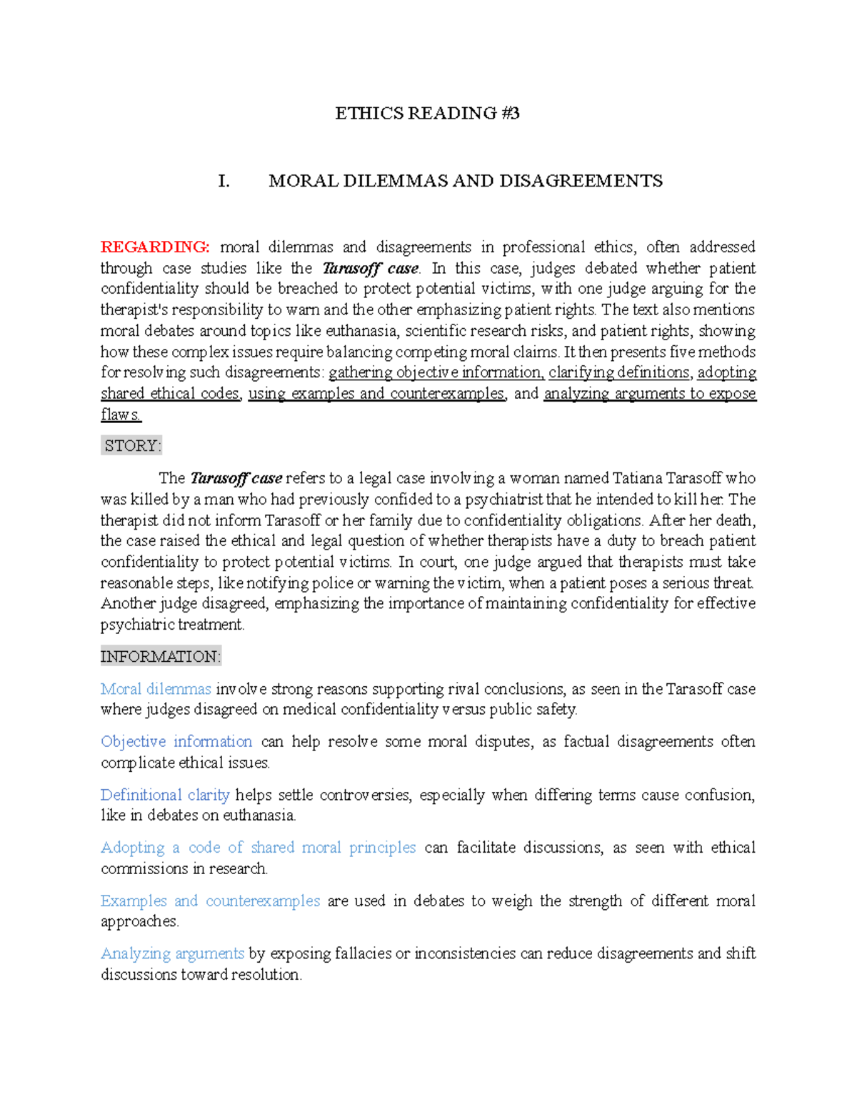 Ethics-Reading-3 - FOR ETHIC READING MODULE 3 - ETHICS READING I. MORAL ...