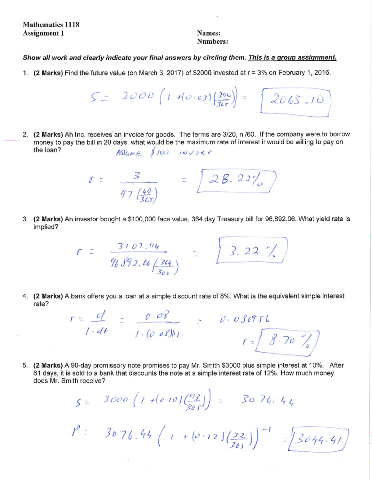 Assignment 1 Solutions - MATH 1118 - Studocu
