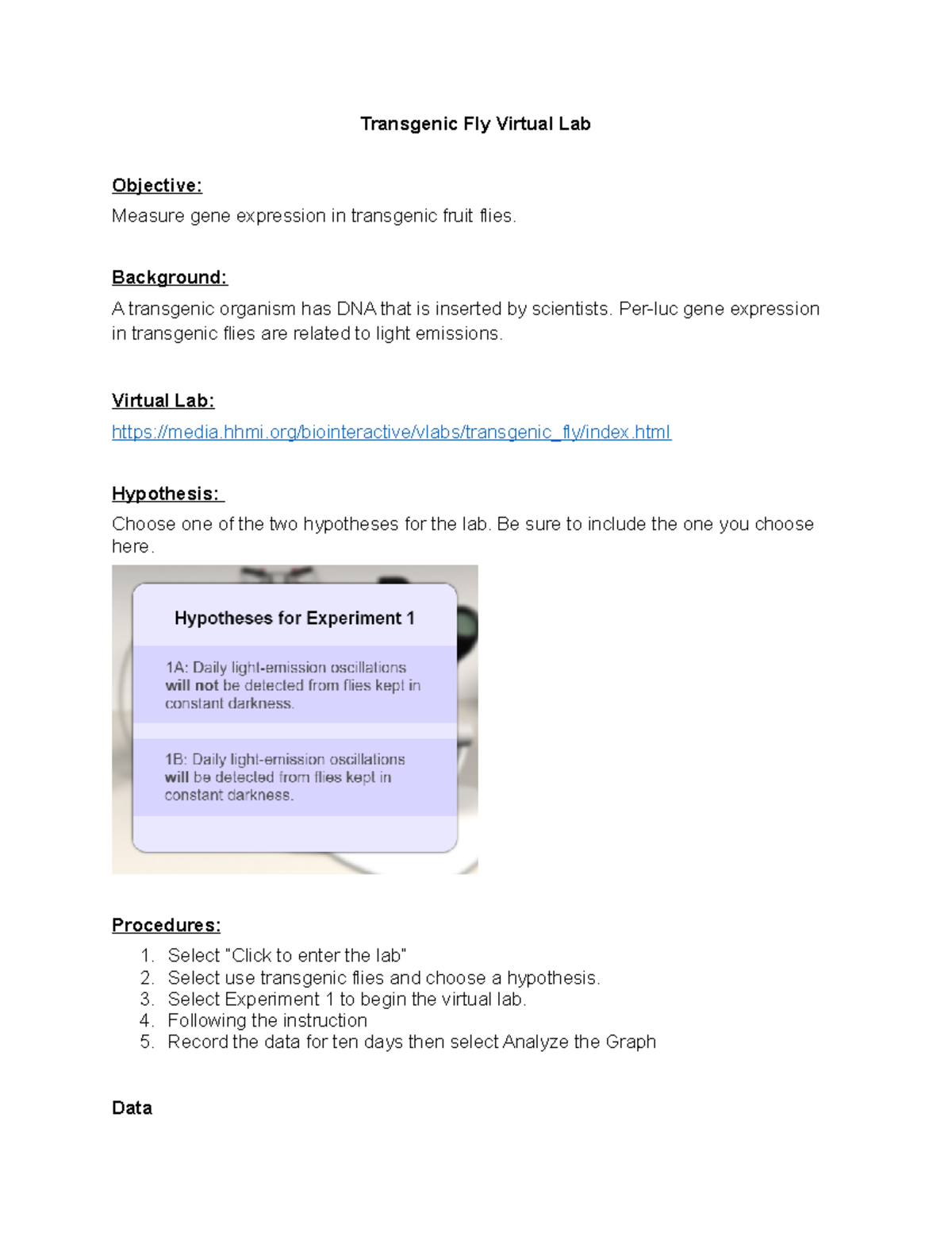 Assessment 08 - study - Transgenic Fly Virtual Lab Objective: Measure ...
