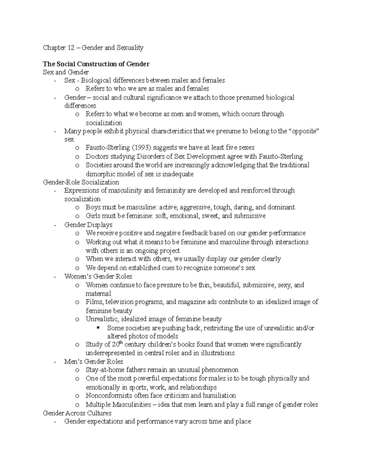 SI - Chapter 12 - Professer Jesse Reynolds - Chapter 12 – Gender and ...