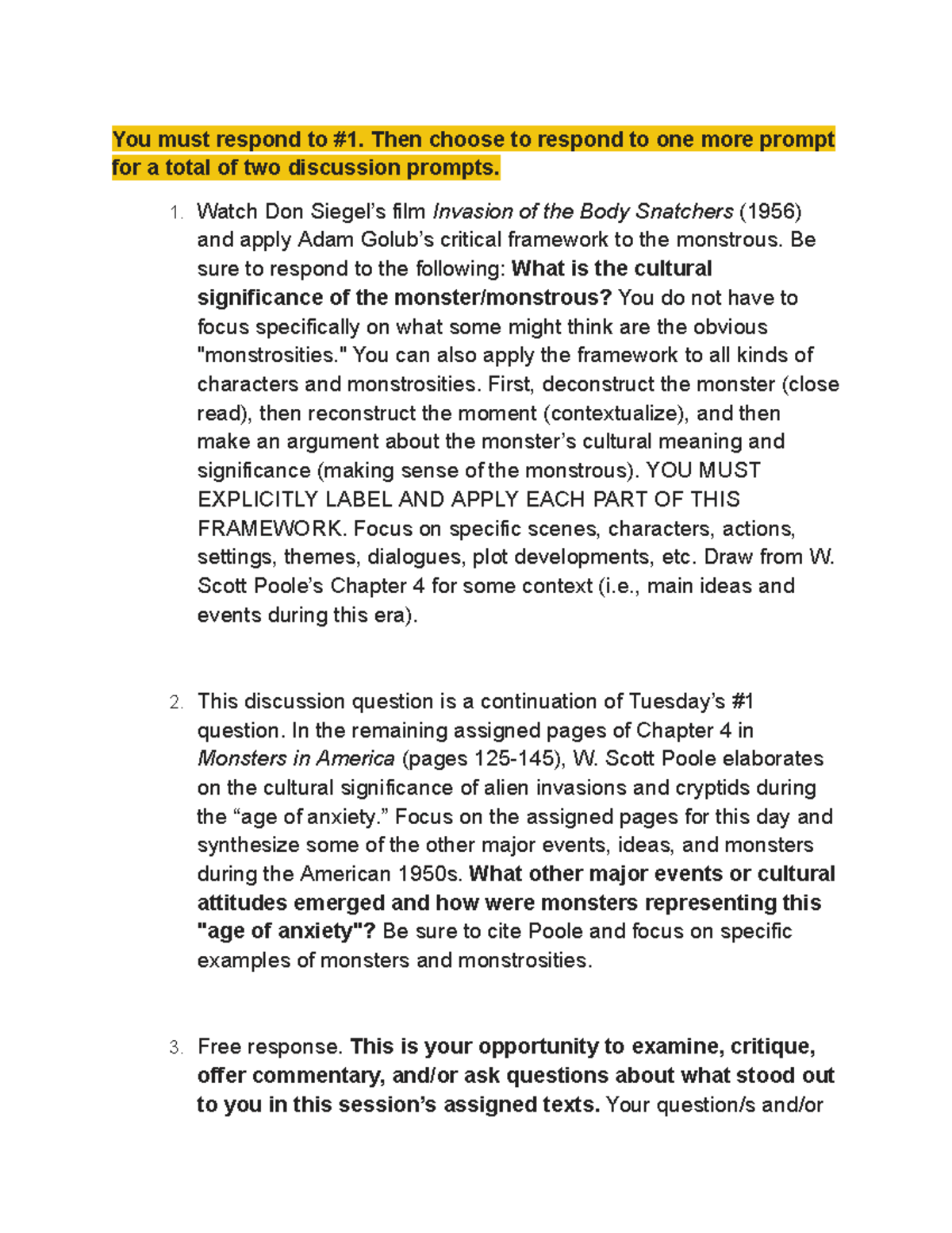 Week 5 Thursday Discussion for Aliens and Cryptids(4) - Google Docs ...