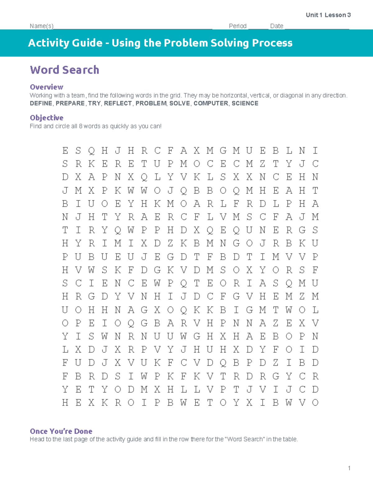 U1L03 Activity Guide - Using the Problem Solving Process (2020) (1)-2 ...