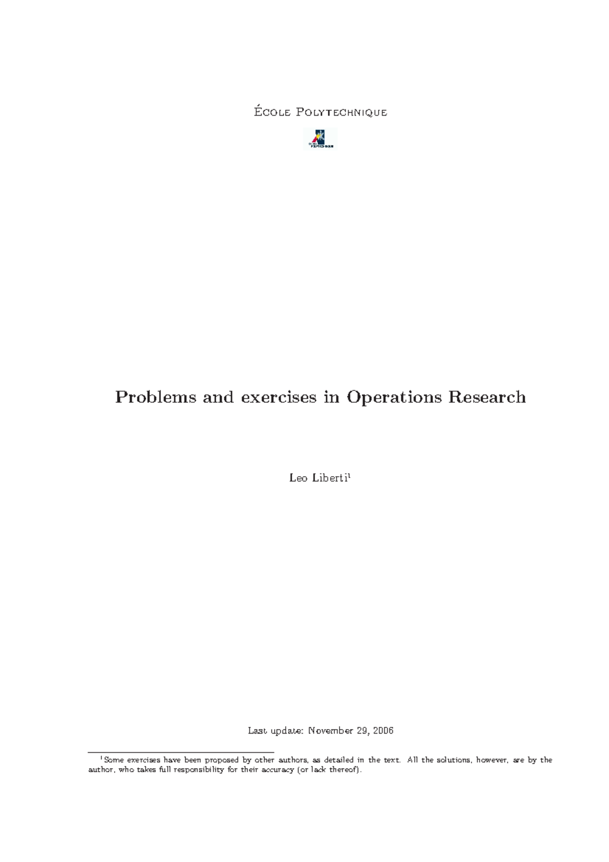 Problemsandexercisesin Operations Research - Ecole Polytechnique ́ ...