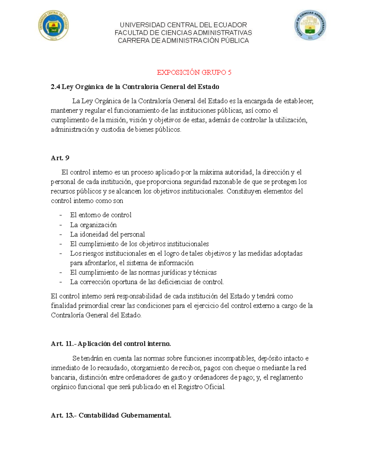 AP1-002-G5-Ley Orgánica de la Contraloría General del Estado - FACULTAD ...