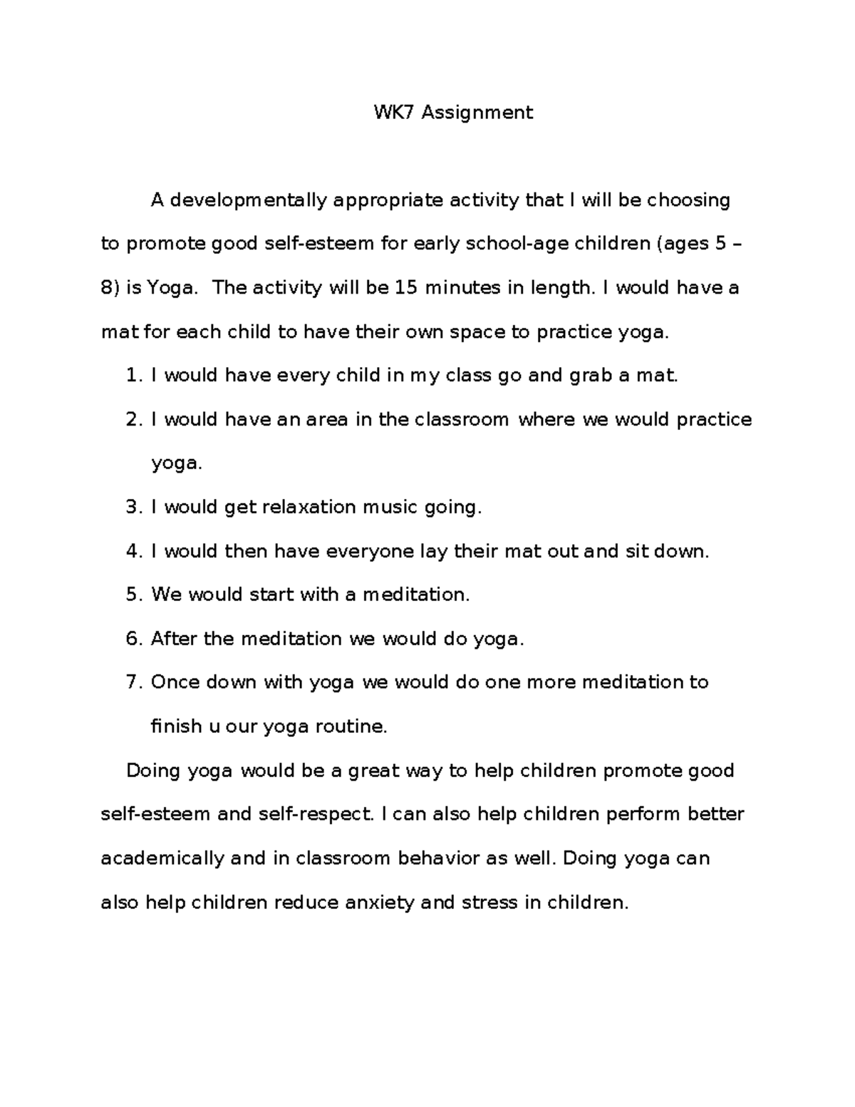 ECED104 Week 7 Assignment Developmentally Appropriate Activity - WK7 ...