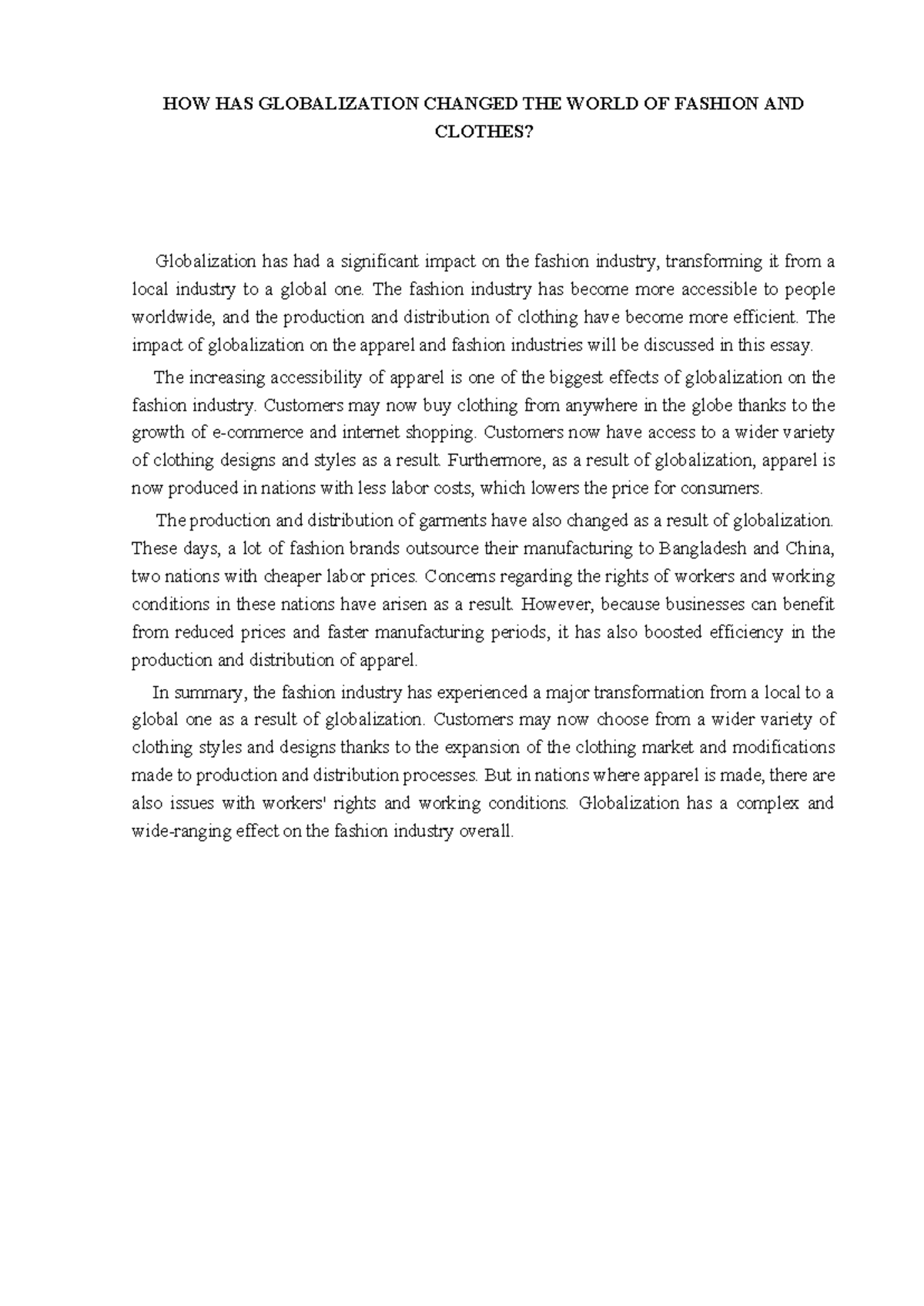 HOW HAS Globalization Changed THE World OF Fashion AND Clothes - HOW ...