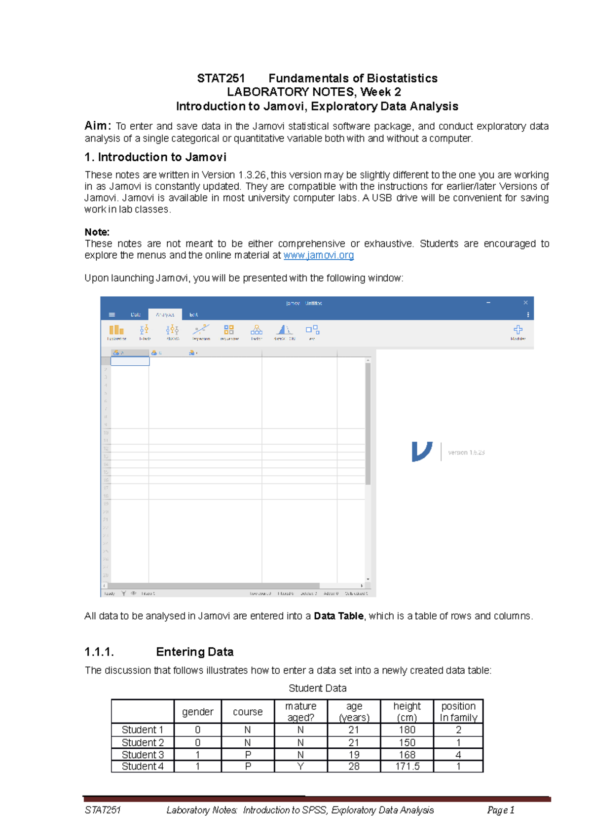 Lab 2 Exploratory Data Analysis Stat251 Fundamentals Of Biostatistics Laboratory Notes Week 2