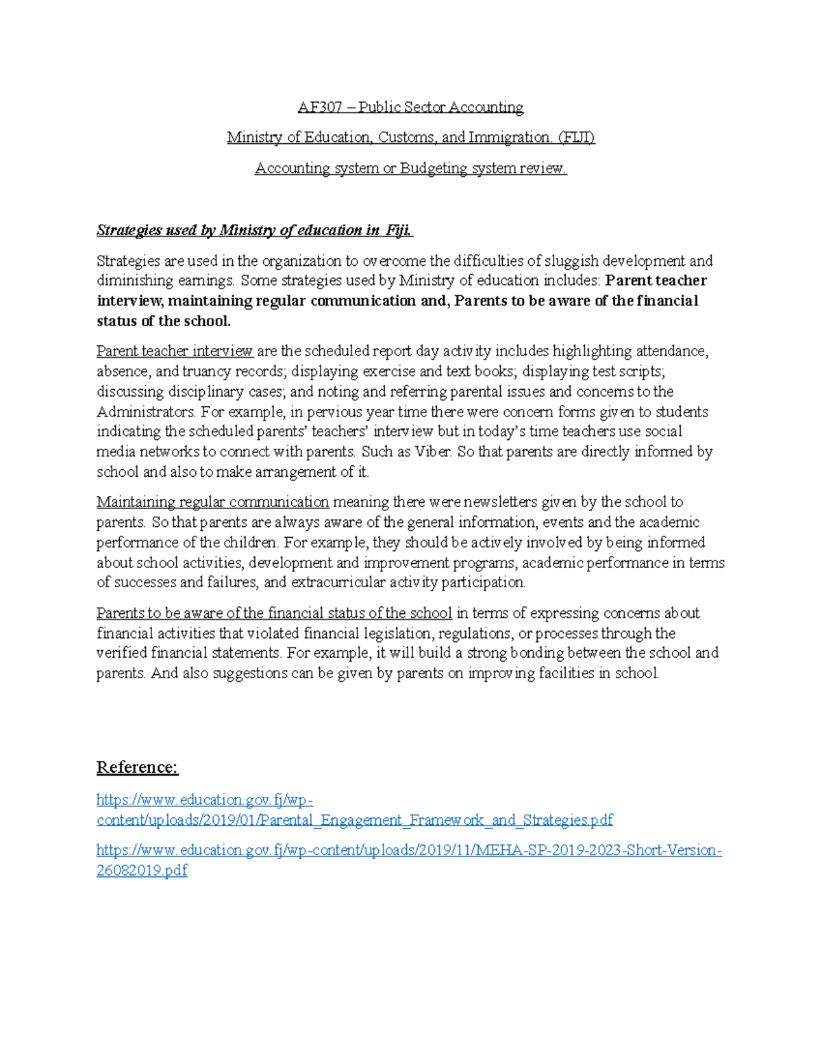 AF307 major assignment 2023 - AF307 – Public Sector Accounting Ministry ...