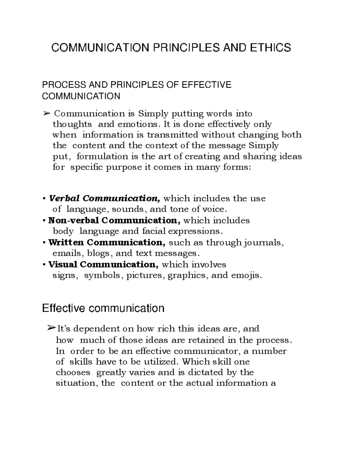 Communication Principles AND Ethics - COMMUNICATION PRINCIPLES AND ...