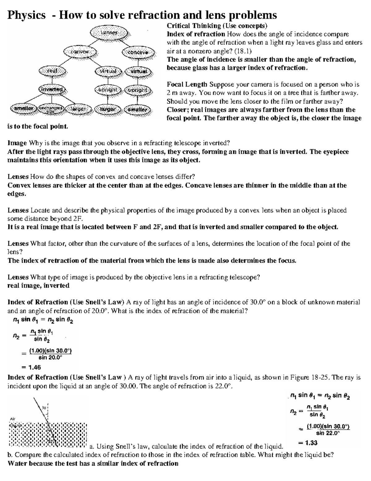 Solving refraction lens problems - Physics - How to solve refraction ...