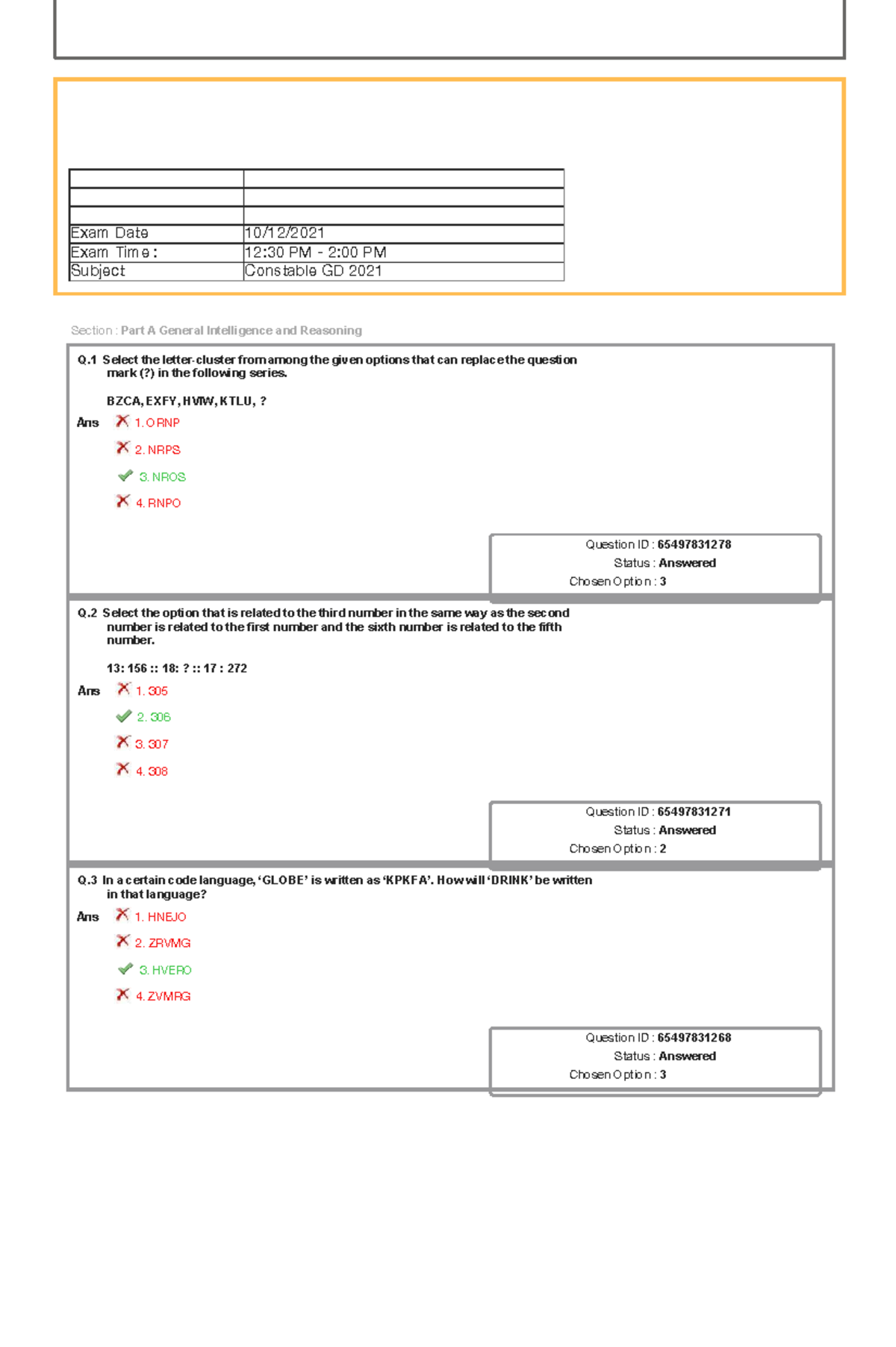 Ssc-gd-question-paper-10-december-2021 - Exam Date 10/12/ Exam Time ...
