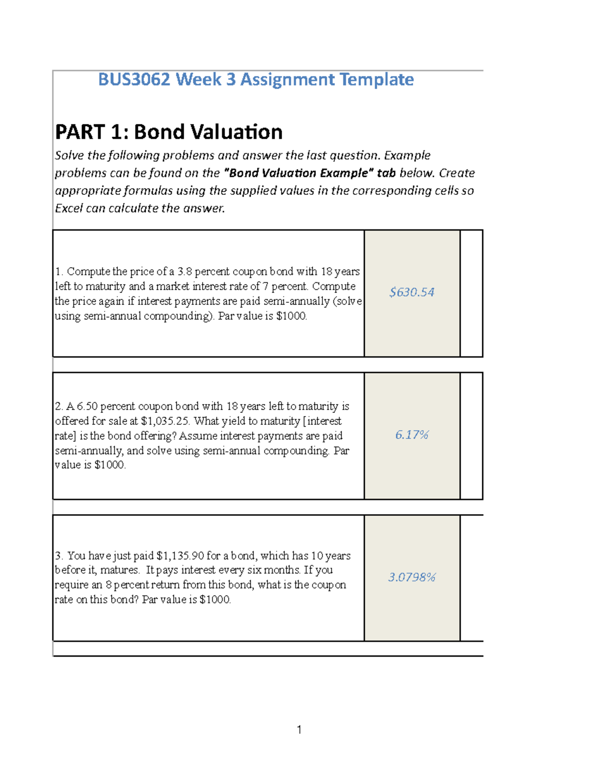 Dcf week 3 assignment template - BUS3062 Week 3 Assignment Template ...