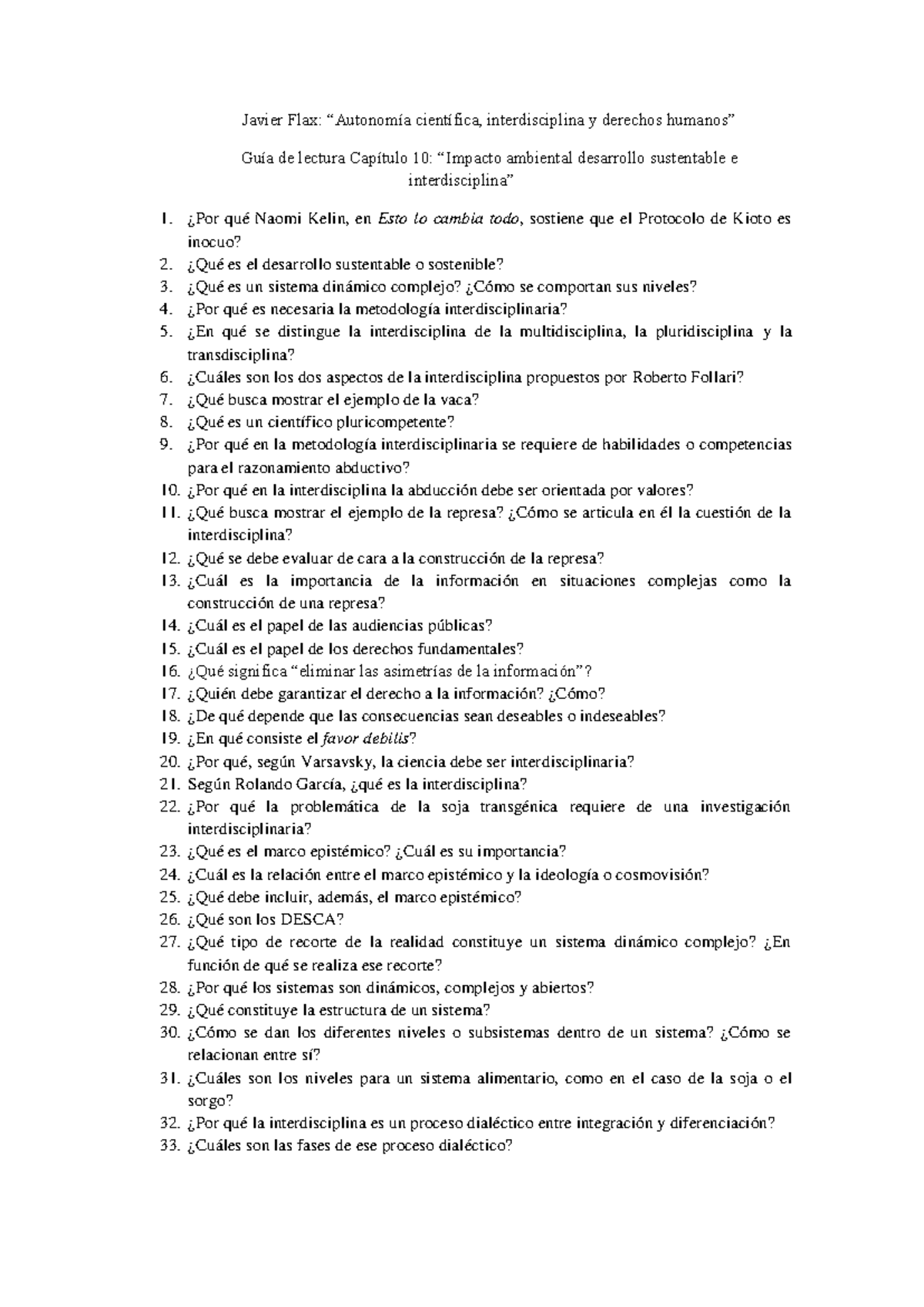 Guía capítulo 10 - libros - Javier Flax: “Autonomía científica ...