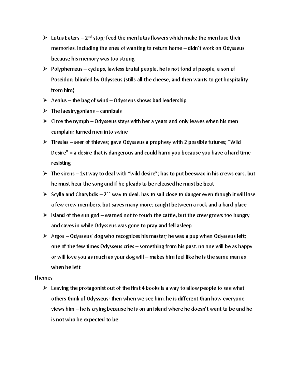 The Odyssey 3 - Lecture Notes - Lotus Eaters – 2 nd stop; feed the men ...