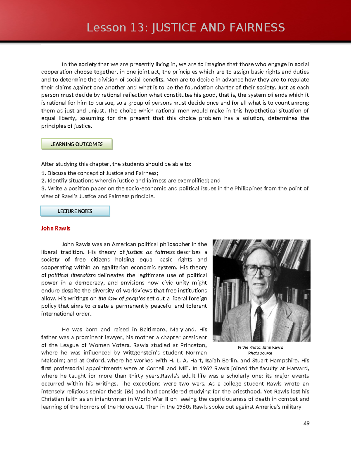 Ethics - All about Justice and Fairness - Lesson 13: JUSTICE AND ...