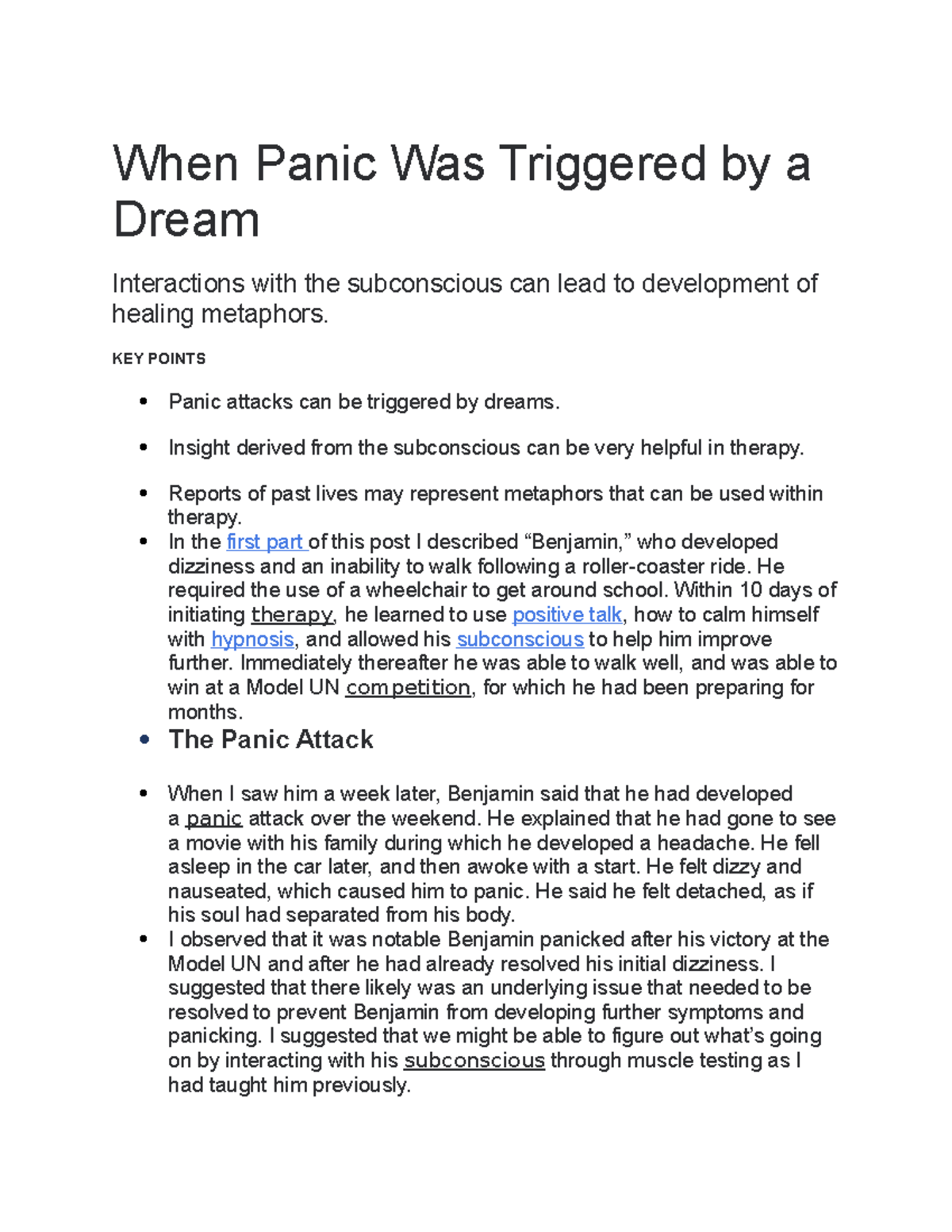 When Panic Was Triggered by a Dream - When Panic Was Triggered by a ...