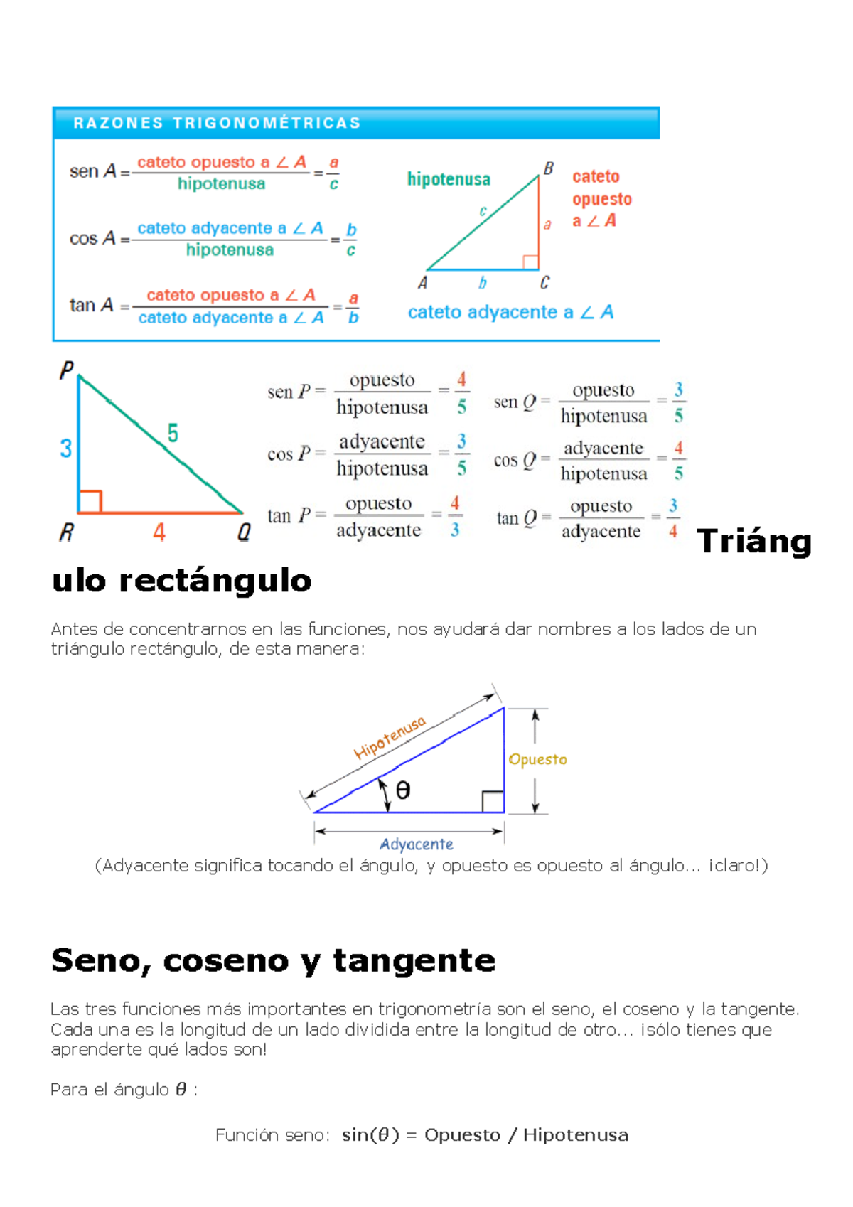 Triángulo rectángulonotables formulas - Triáng ulo rectángulo Antes de ...
