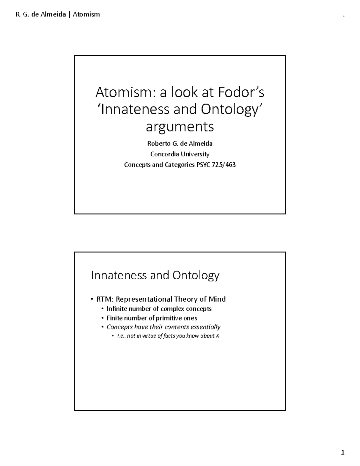 PP3 - PP3 - Atomism: a look at Fodor’s ‘Innateness and Ontology ...