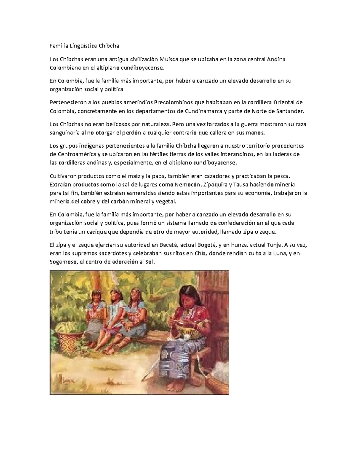 Familia Lingüística Chibcha - Familia Lingüística Chibcha Los Chibchas ...
