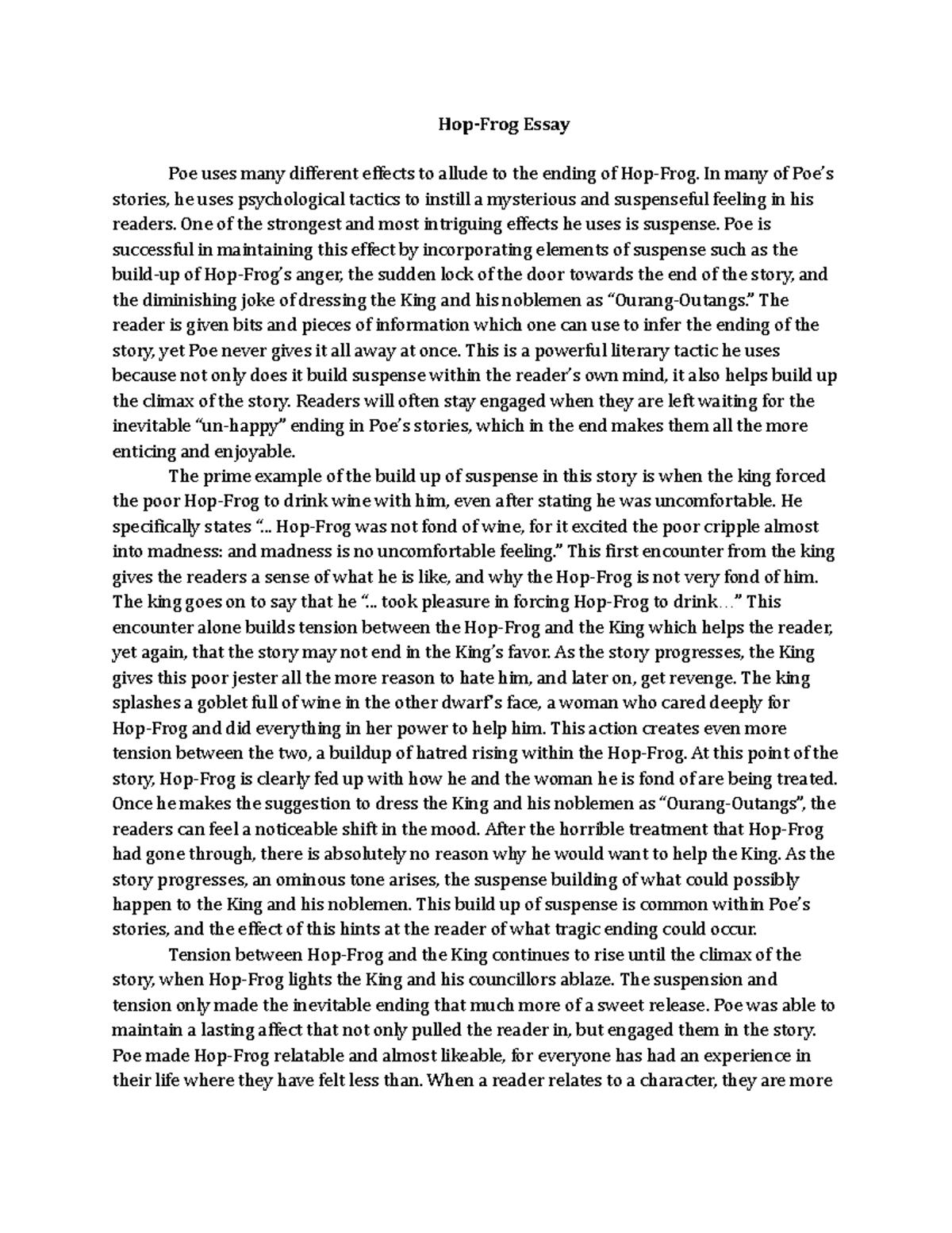 Analysis of Hop Frog by Edgar Allan Poe - Hop-Frog Essay Poe uses many ...