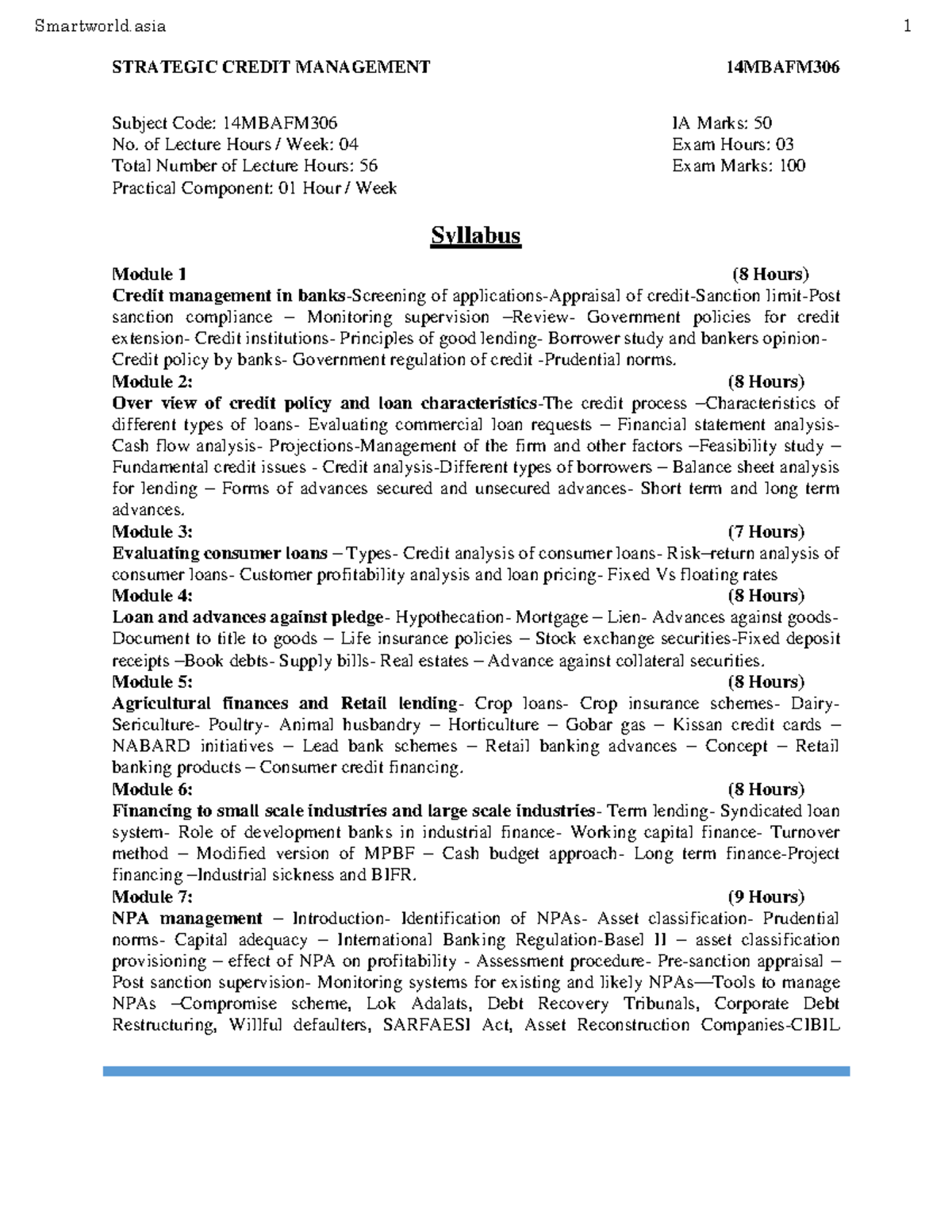 MBA-III- Strategic Credit Management M1 - STRATEGIC CREDIT MANAGEMENT ...