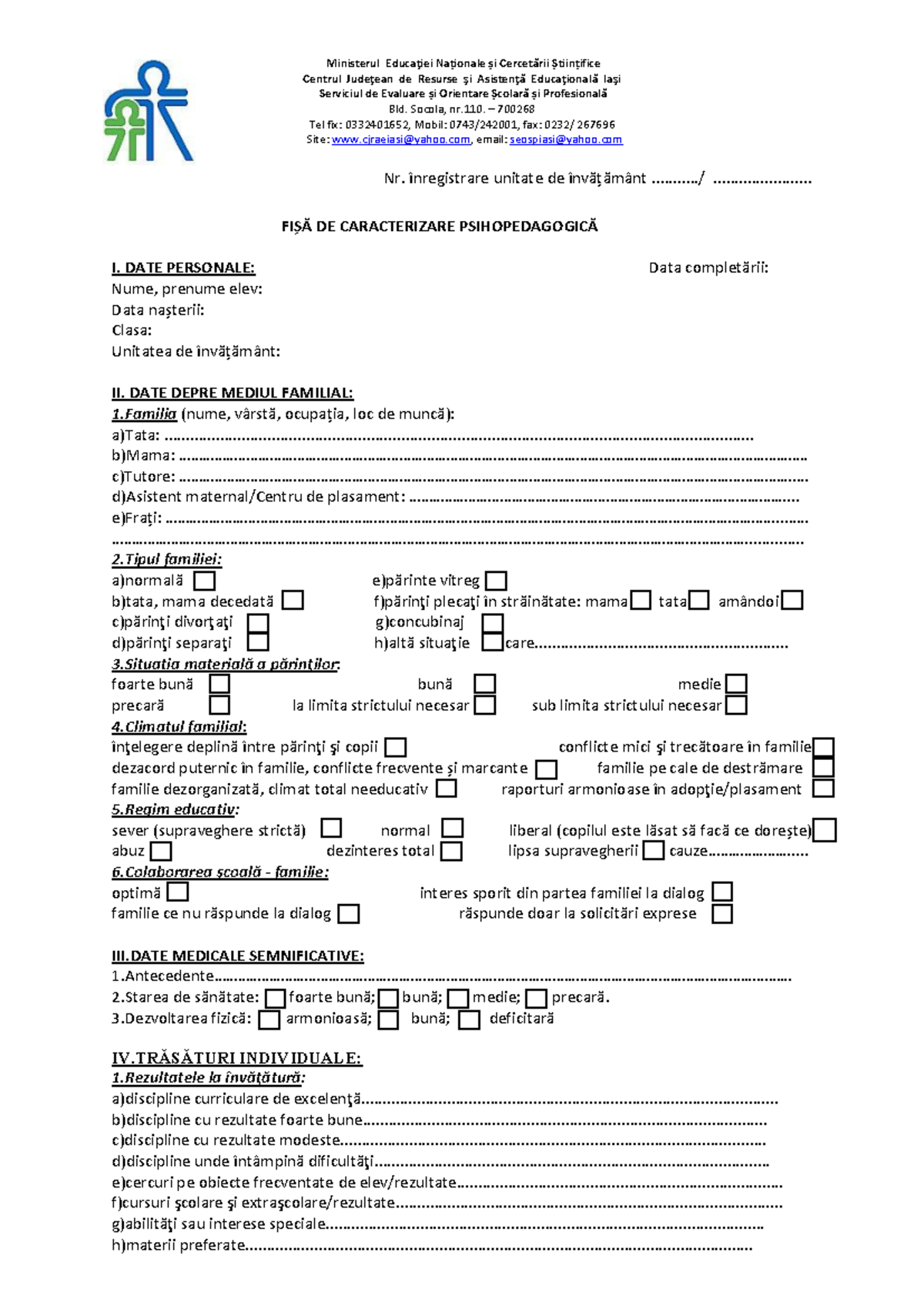 Fisa-caracterizare - instrument de cunoastere - Centrul Judeţean de ...