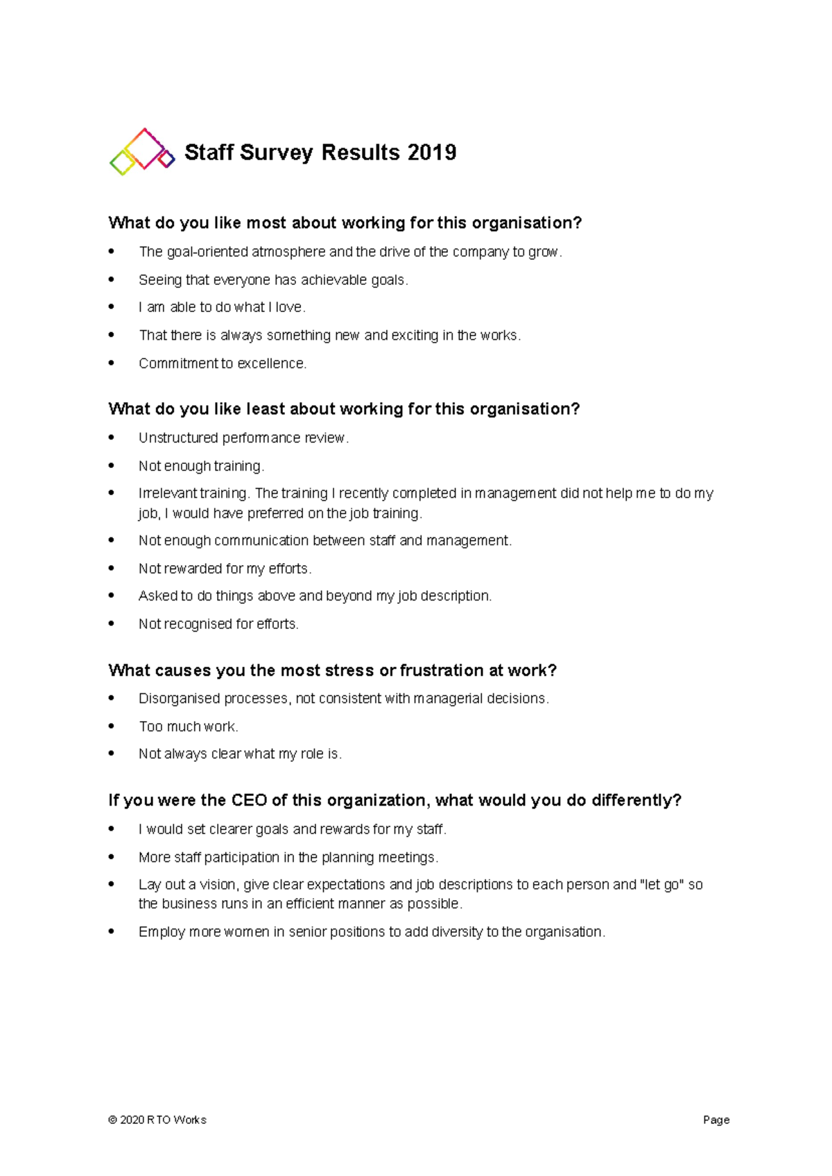 Staff Survey Results 2019 - Staff Survey Results 2019 What do you like ...